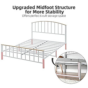 Amyove Queen Size Platform Bed Frame with 4 Storage Drawers, Mattress Foundation with Headboard & Footboard, Metal Platform Bed Steel Slat Support/No Box Spring Needed
