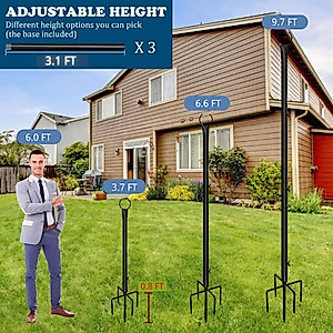 2 Pack - 9.7FT Adjustable String Light Pole for Outside, Outdoor Lighting Poles, Patio Light Poles for Garden, Lawn, Patio and Fence