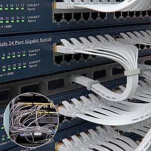 Cat 7 Ethernet Cable 30 ft, High Speed Internet Network Cable with Gold Plated RJ45 Connector, Shielded Flat Patch Cord LAN Wire for Modem, Switch, faster than Cat5e/Cat5/Cat6/Cat6e- 30 feet