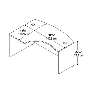 Bush Business Furniture Series C 60W x 43D Left Hand L-Bow Desk Shell in Mocha Cherry