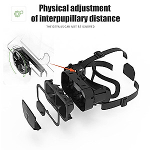 Barbato VR Headset Virtual Reality VR 3D Glasses VR Set 3D Virtual Reality Goggles,Adjustable VR Glasses Support 7.2 Inches [with Controller+Two blindfolds], NEWBALCK