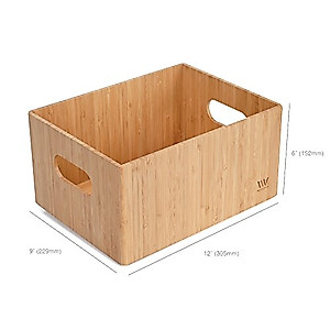 MobileVision Bamboo Storage Box PLUS LID COMBO, 9”x 12”x 6”, Durable Bin w/Handles, For Clothes, Shoes, Arts & Crafts, Closet & Office Shelf