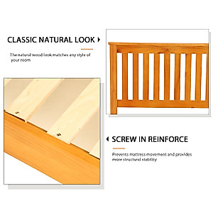 MKDLUFEI Wooden Bed Frame, King Headboard and Frame with Complete Headboard, Wood Bed Frame with 14 Strong Wooden Slats, Wood Platform Bed, No Box Spring Needed, King Bed Frame Wood, King - Natural