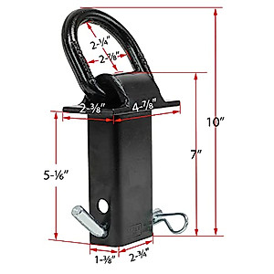 Mytee Products (4 Pack) Heavy Duty Adjustable Trailer Stake Pocket -Small 5/8 Inch Forged D Ring Black Powder Coated w/ 1/2" Hitch Pin, Load Limit 5400 lbs; 2 Adjustable Holes | Stake Pocket D-Ring