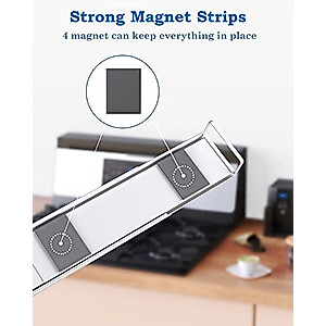 Bumusty Expandable 30" Stove Top Shelf, Magnetic Spice Rack Kitchen Shelf, Oven Shelf Kitchen Gadgets for Flat Top Stove Only