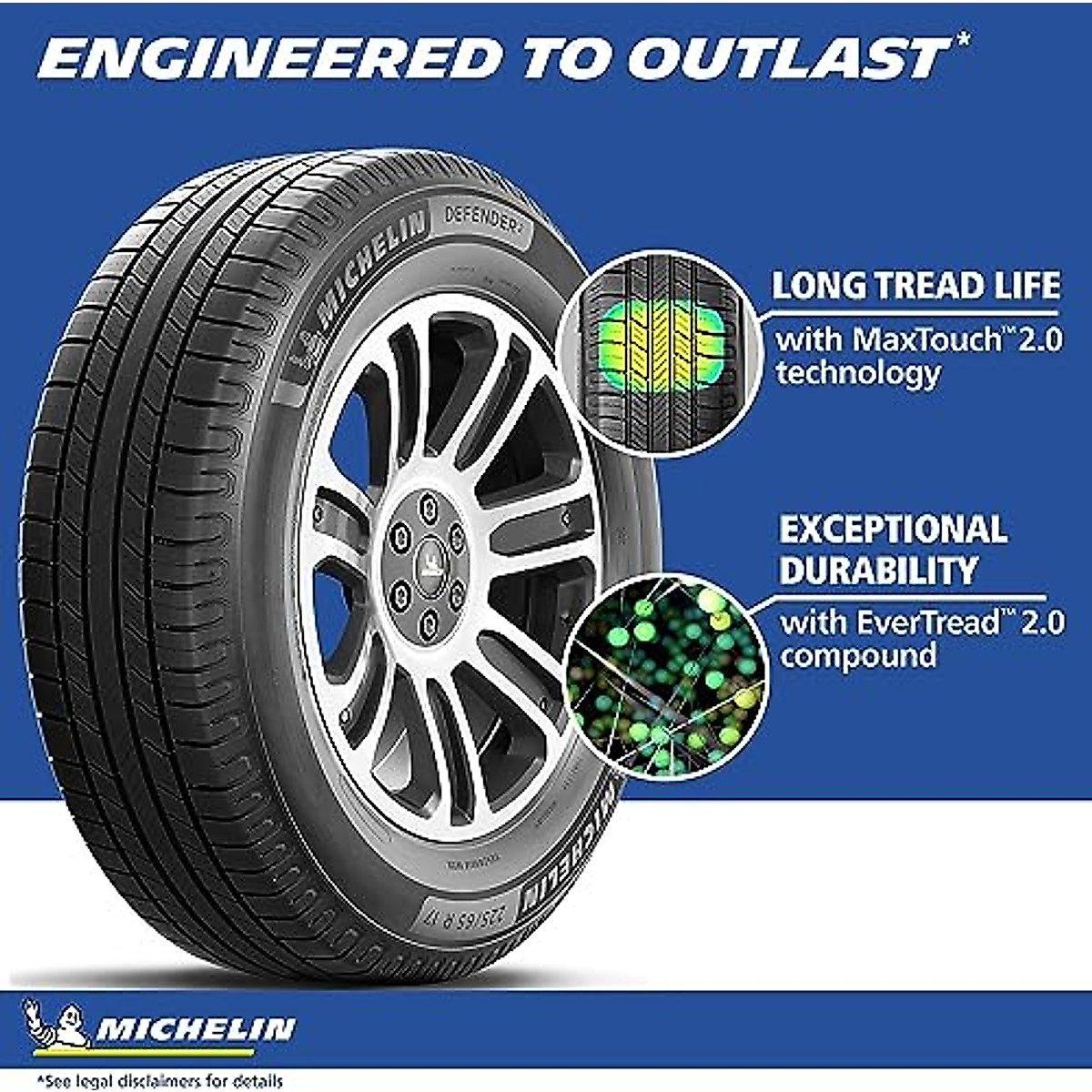 MICHELIN Defender2 All-Season Tire for Cars, Minivans, SUVs and Crossovers, 225/60R17 99H