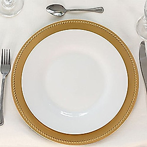 (Set of 12) 13 inch-Gold Charger Plates with Decorative Beaded Rim. The Perfect Finishing Touch for Holidays`Table Settings! Plates have Stylish Presentation Under Dinner Plates (12)