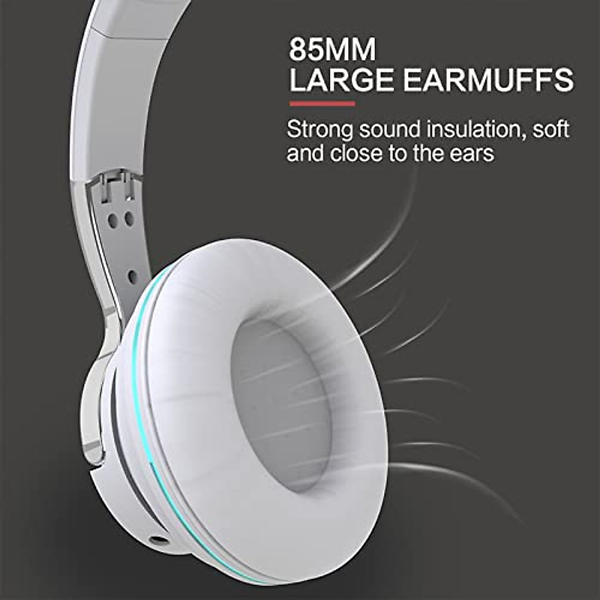 Wireless Bluetooth Headphones Active Noise Cancelling Headphones Over Ear Headphones Wireless Headset with Deep Bass Memory Foam Ear Cups On-Ear Headphones Bluetooth Earphones Gym Headphones (White)