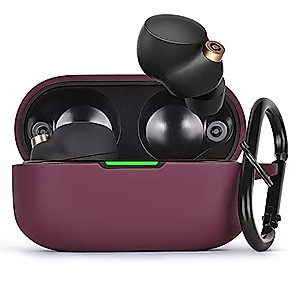 AIRSPO Case Compatible with Sony WF-1000XM4 Silicone Protective Skin Case Cover for Sony Wireless Earbuds (Burgundy)