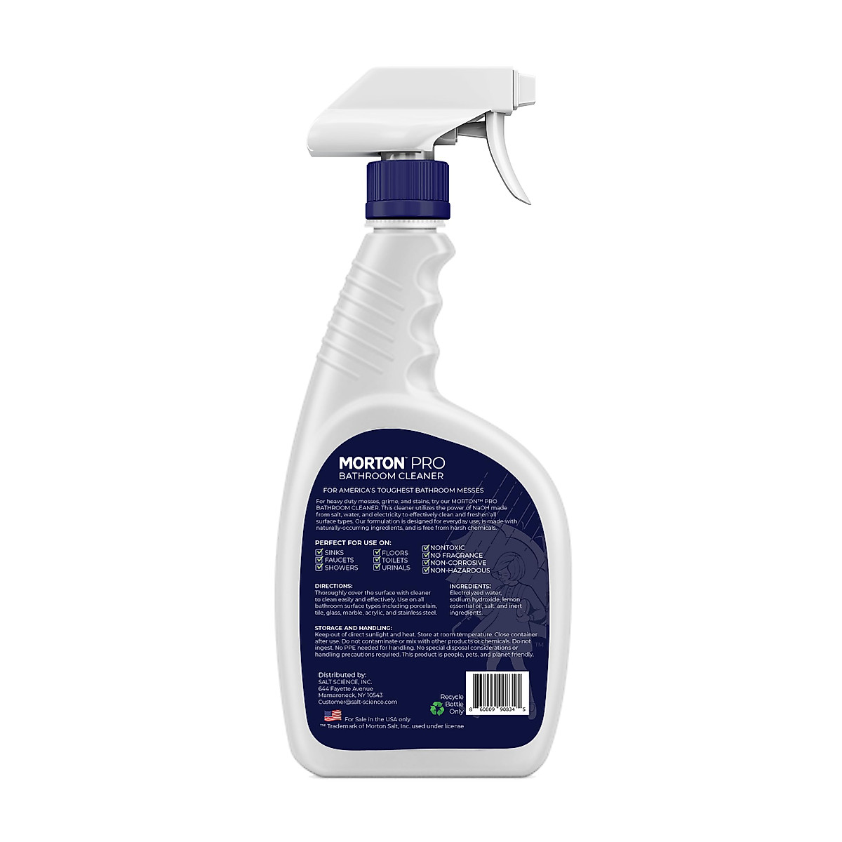 Morton Pro Bathroom Cleaner – Non-Toxic Fragrance-Free Bleach Alternative, Eco-Friendly, Child, Pet, and Fabric Safe, Perfect for Surfaces, Lab Tested, Salt-Based Cleaner | Made In USA (32 FL Oz)
