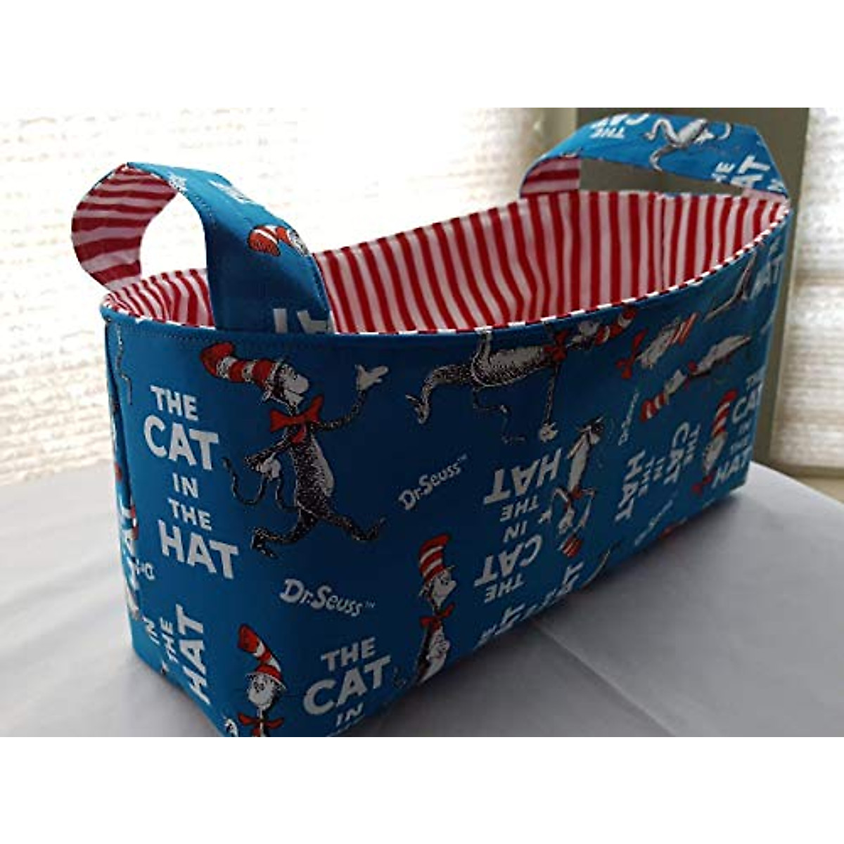 Long Diaper Caddy Storage Container Basket Fabric Organizer Bin - Nursery Decor - Dr Seuss The Cat In the Hat