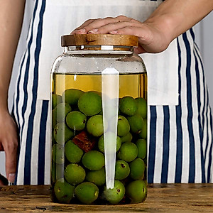 Bekith 1 Gallon Glass Jar with Wooden Airtight Lid, Large Food Storage Container/Canisters for Serving Tea, Coffee, Honey, Spice, Cereal, Egg, Kitchen Canister, Clear