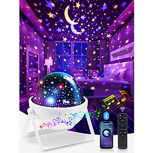 One Fire Kids Night Light Projector, 4 in1 Sound Machine Baby Night Light,Bluetooth Speaker Star Projector Night Light for Kids,4 Films 64 Light Modes Star Light Projector for Christmas Gifts for Kids