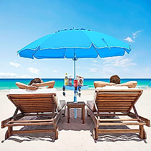 Keten 16" Beach Umbrella Table Tray with 4 Cup Holders, 4 Snack Compartments, 4 Sunglasses Holes, 4 Phone Slots, Umbrella Table for Beach, Patio, Garden, Swimming Pool