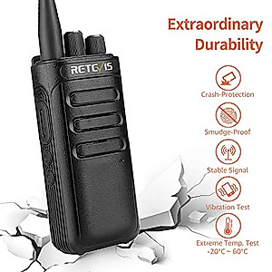 Retevis RB85 2 Way Radios Walkie Talkies Long Range, Noise Cancelling High Power Two Way Radios,16CH 2000mAh Rechargeable Walkie Talkies for Commercial Use School Security (6 Pack)