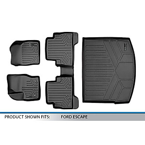 SMARTLINER Custom Fit Floor Mats 2 Rows and Cargo Liner Set Black Compatible with 2013-2019 Compatible with Ford Escape