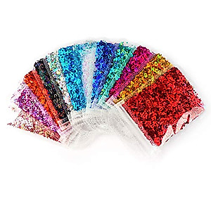 zuarfy Alphabet Holographic Letters Chunky Resin Fillers DIY Nail Art Resin Supplies Epoxy Resin Fillers for DIY Mixed Sequins