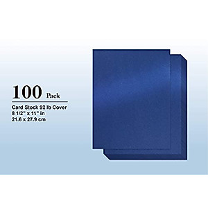 Navy Blue Shimmer Paper - 100-Pack Metallic Cardstock Paper, 92 lb Cover, Double Sided, Printer Friendly - Perfect for Weddings, Birthdays, Craft Use, Letter Size Sheets, 8.5 x 11 Inches