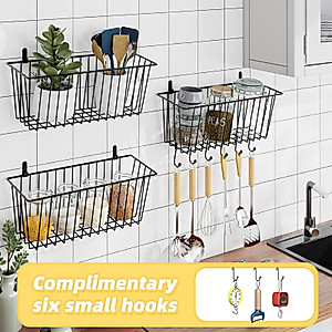 Simple Trending 6 Pack Wire Basket Locking Wall Hanging Baskets, Cabinets Organizer and Storage with Hanging Hooks for Kitchen, Garage and Bathroom