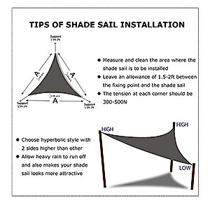 æ—  Shade Sail Right Angle 3 x 4 x 5m Garden Shade Sail with 3 Ropes Sun Shade Awning for Outdoor Garden Patio Party Backyard Yard Camping
