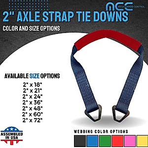 Mega Cargo Control 2 Pack Off-Road Axle Straps - 2" x 48" Black Motorcycle Tie Down Straps | Car Auto Hauler Tow Truck 4x4 ATV UTV - Assembled in USA