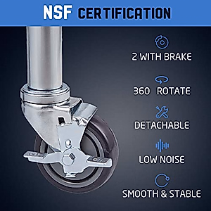 Profeeshaw Stainless Steel Table with Wheels 24x48 Inch, NSF Commercial Kitchen Prep & Work Table with Undershelf and Galvanized Legs for Restaurant, Bar, Utility Room and Garage Heavy Duty Table