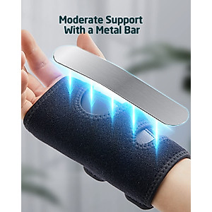 Tintol Wrist Brace for Carpal Tunnel Relief Night Moderate Support Splint for Typing Sleeping with a Metal Bar, Hand Brace Fit Right Left Hand for Tendonitis, Sprain, Arthritis, RSI (Right hand)