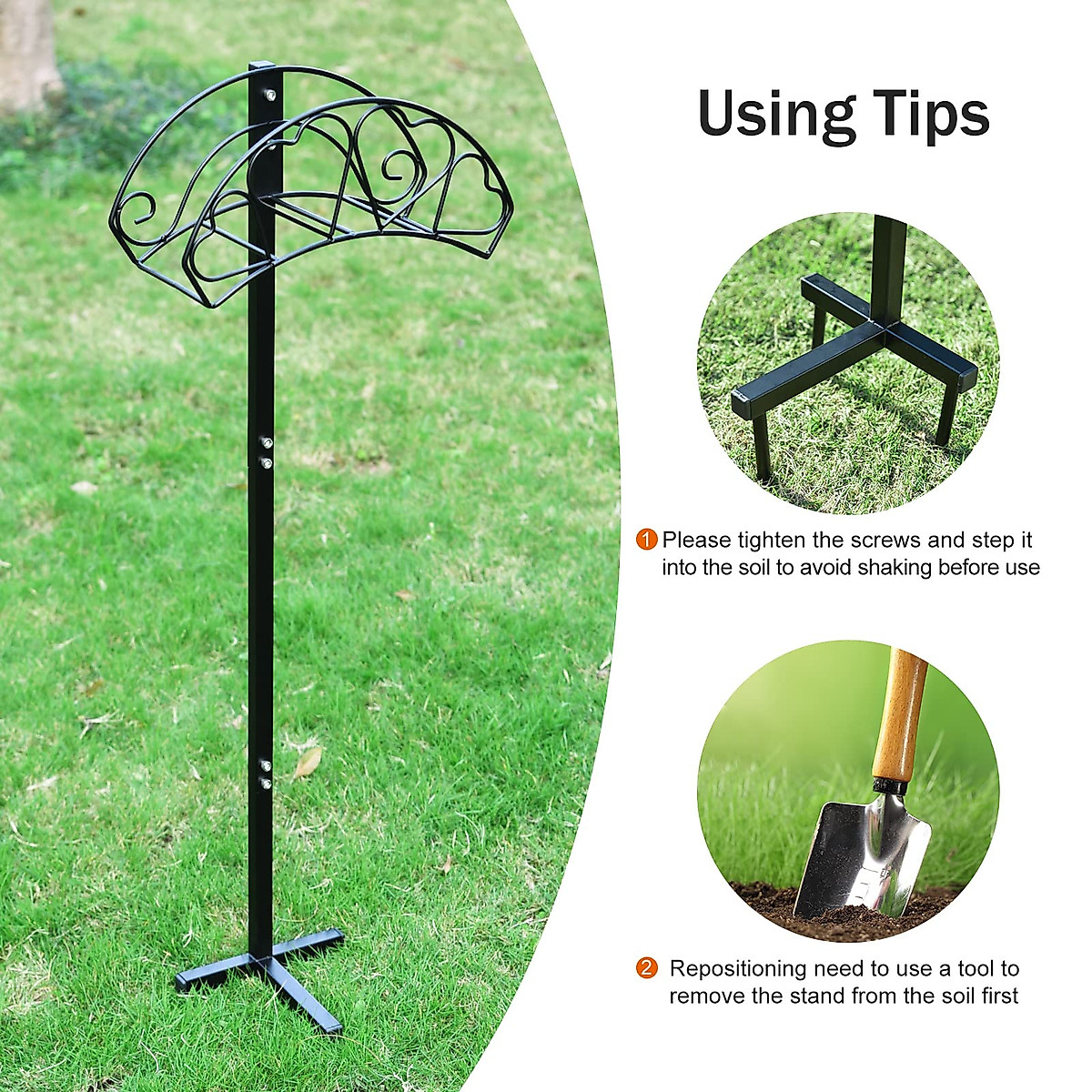 Garden Hose Holder - CreiYuan Water Hose Stand Freestanding Metal Hose Hanger, Detachable Heavy Duty Hose Storage Stand for Outdoor (Love Heart)
