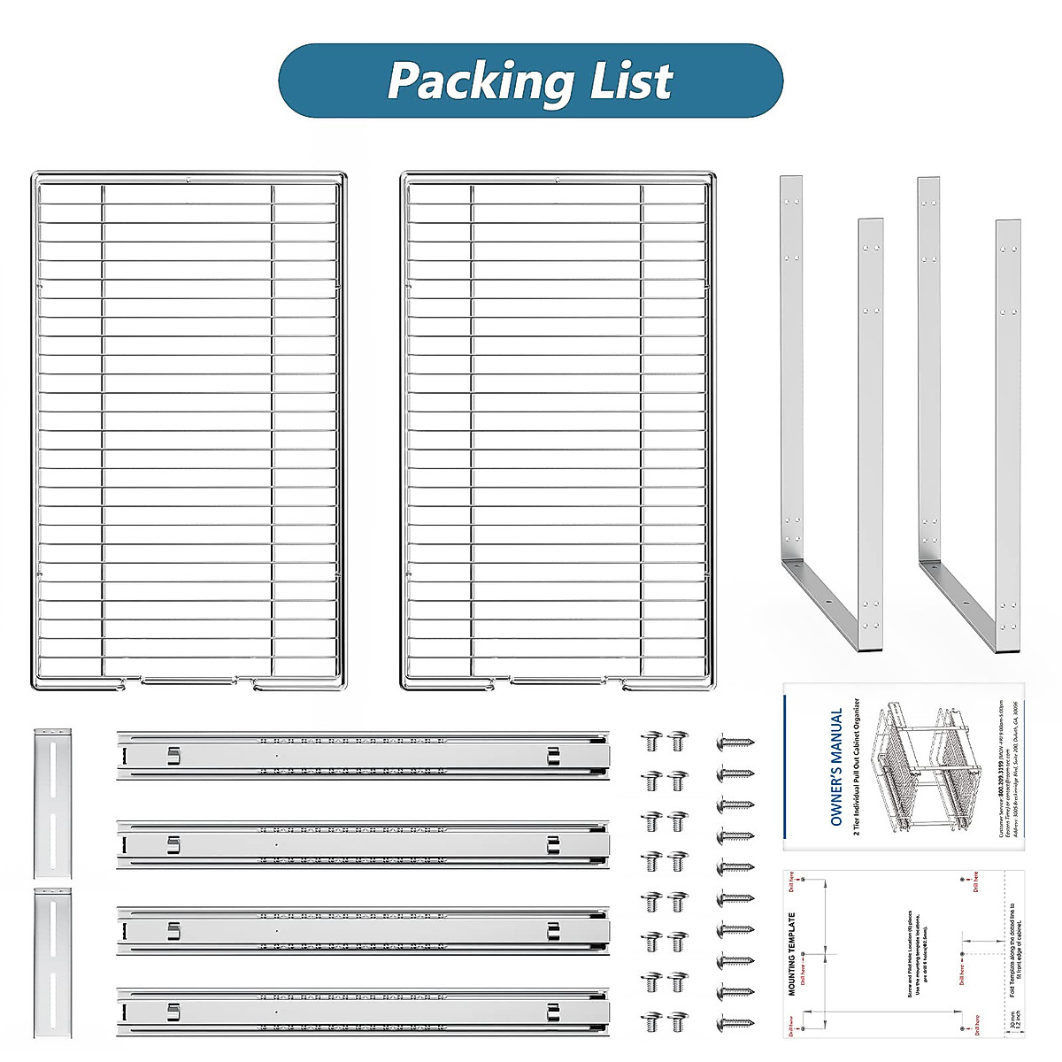 ROOMTEC Pull Out Cabinet Organizer (13½"W x 21½"D),2 Tier Pull Out Storage Shelf Drawer Basket,Sliding Shelves for Base Cabinet Organization in Kitchen, Bathroom, Pantry