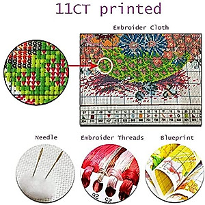 Stamped Cross Kits, Affectionate Golden Retriever, DIY Designs Cross-Stitch Easy Supplies Needlework, Needlepoint Embroidery Gift for Home Decor 16x20 inch Stamped Cross Kits