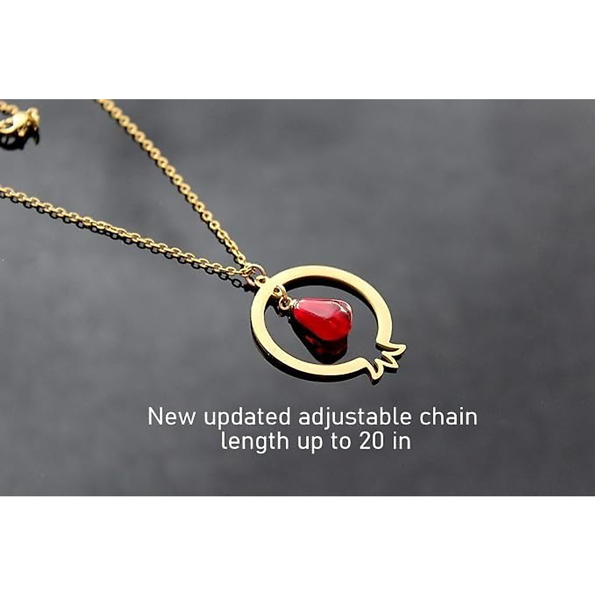 14K mirror polished non tarnish stainless steel Pomegranate pendant with pomegranate seed