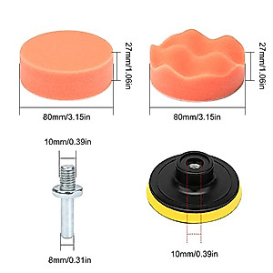 YCHOW-TECH Car Foam Drill 3-Inch Buffing Pad, 24PCS Car Buffers and Polishers Kit,Buffing Pads for Drill, Car Wax Buffer for Drill Car Buffer Polisher Kit for Car Polishing, Waxing, Sealing Glaze