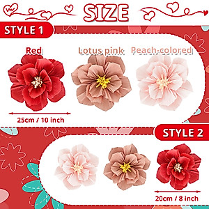 Rose Tissue Paper Flowers Thickened Crepe Paper Flower Decorations for Wall, Flowers for Parties, Backdrops and Classroom Walls, 10", 6 Pieces