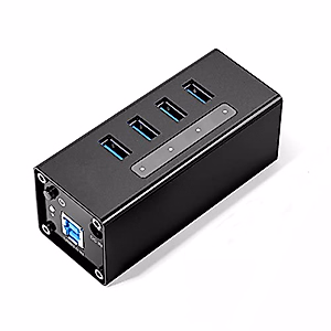 SJYDQ Aluminum 4 Port USB3.0 Splitter USB HUB Support BC1.2 Charging with 12V2A Power Adapter for Laptop PC Accessories (Color : Black)