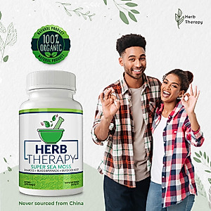Herb Therapy Sea Moss Capsules 100 Pack - Irish Sea Moss with Bladderwrack Powder & Burdock Root Powder - Keto & Alkaline Diet Support - No Fillers Seamoss Raw Supplement