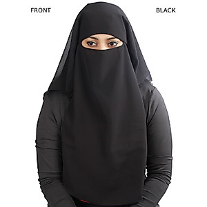 MyBatua 3 Layers Saudi Niqab In Breathable Black Georgette, Wholesale Price, 1pc Face Veil NQ-003