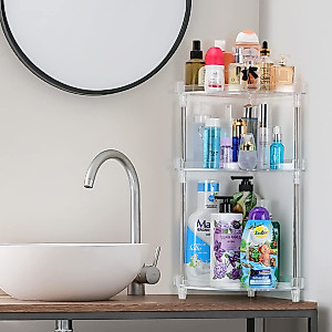Argox Bathroom Organizer Countertop, Bathroom Finishing Countertop, Countertop Storage, Counter Storage, Storage Under The Sink,Transparent Bathroom Shelf
