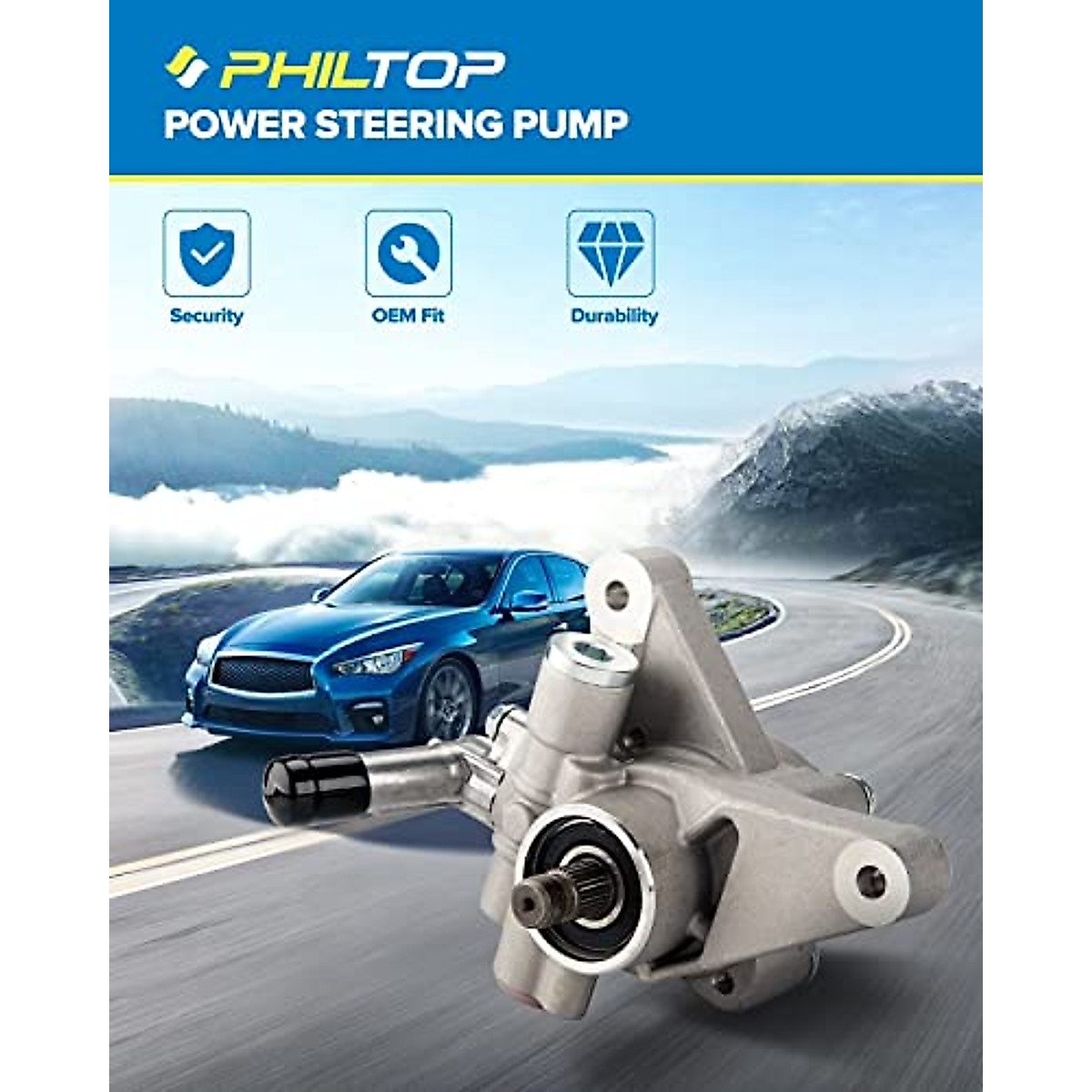 PHILTOP 21-5993 Power Steering Pump Direct Fits Odyssey 1999-2004 3.5L, Accord 1998-2002 3.0L, Power Steering Asist 56110P8A003, 56110P8CA01