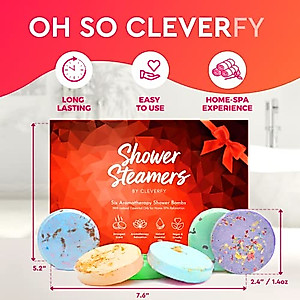 Cleverfy Shower Steamers Aromatherapy - Variety Pack of 6 Shower Bombs with Essential Oils.Self Care and Relaxation Spa Gifts for Women. Red Set