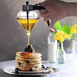 Fkksparkler Honey Dispenser No Drip Glass With Stand Maple Syrup Dispenser Glass 6.8 Oz Honey Jar Honey Pot Apply to Olive Oil Syrup Sauce For Kitchen Coffee Bar Upgraded.