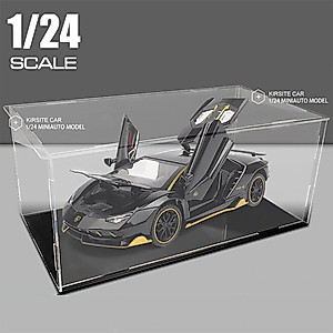 Clear Acrylic Display Case with Black Acrylic Base for 1:24 or 1:32 Scale Vehicle Model, Simple Self-Assembly Dustproof Showcase, Display Box for Diecast Cars,Collectibles(10x6x4 inch;25x15x10 cm)