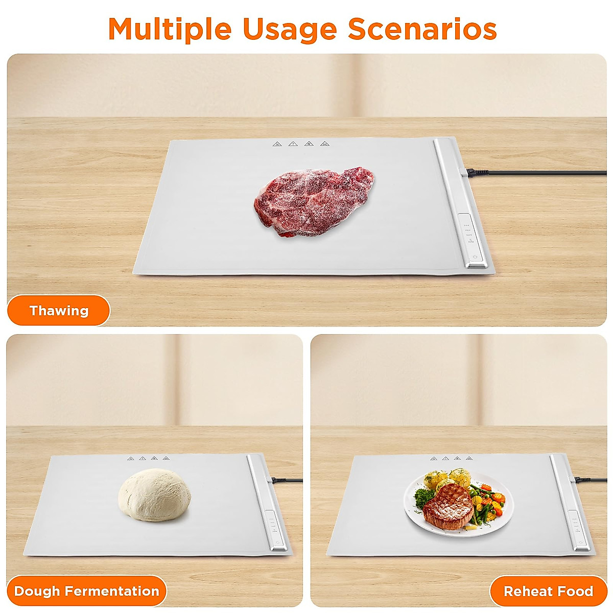 Food Warming Mat,Roll Up Portable Electric Warming Tray for Food,with 3 Temperature Settings,Silicone Heating Mat for Food,Food Warmer for Buffet Party, Sabbath, Gatherings, Daily Use