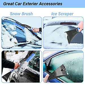 YLCVBUD 27" Snow Brush and Ice Scrapers Detachable Pivoting, Soft Bristle Head,Foam Grip, for Car,Trucks,or SUV Window & Windshield Tool (2pcs)