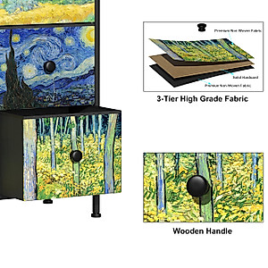 EXOTICA Van Gogh 9 Drawers Dresser Wide TV Stand Colorful Dressers & Chest of Drawers Enterway Furniture for Bedroom Living Room Hallway Closets Steel Frame Wood Top