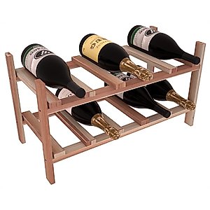 Wine Racks America® Living Series Magnum Stackable Wine Rack - Durable and Modular Wine Storage System, Redwood Unstained - Holds 10 Bottles