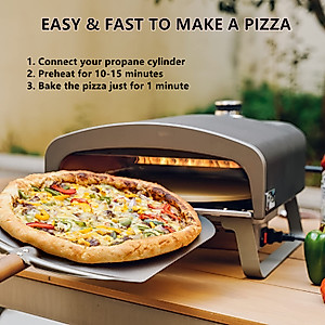 Q Pizza Gas Pizza Oven Portable Propane Pizza Oven with Automatic Rotating Stone for Outdoor Cooking, Portable Gas Pizza Oven For Outside Garden Backyard Party