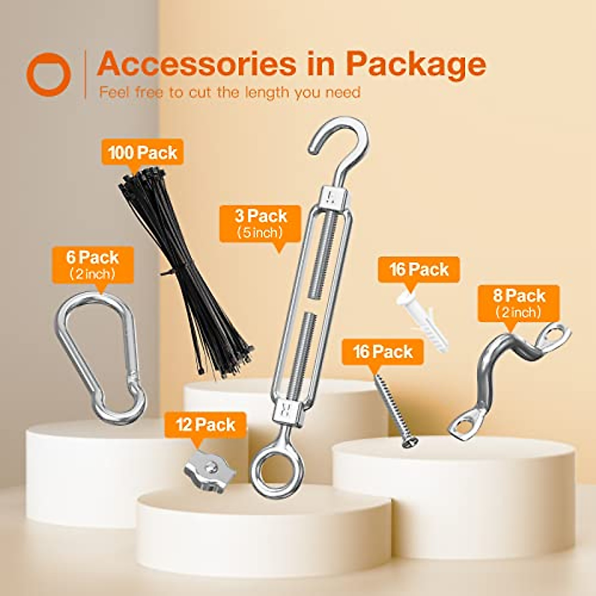 addlon - 164 FT Nylon Coated Stainless Steel Cable Hanging Kit for Outdoor String Lights, Stainless Steel Corrosion Resistant, Outdoor String Light Suspension kit Guide Wire for Patio, Garden