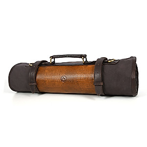 Leather Canvas Knife Roll Storage Bag Expandable 10 Pockets Detachable Shoulder Strap Travel-Friendly Chef Knife Case Roll By Aaron Leather Goods (Nelson, Canvas Leather)