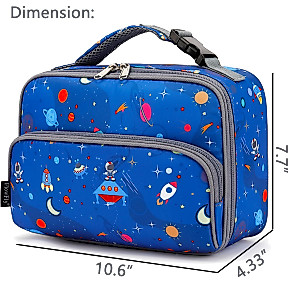 FlowFly Kids Lunch box Insulated Soft Bag Mini Cooler Back to School Thermal Meal Tote Kit for Girls, Boys, Astro&Rocket