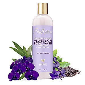 SheaMoisture Velvet Skin Body Wash for Dry Skin Purple Rice Water with Shea Butter 13 oz